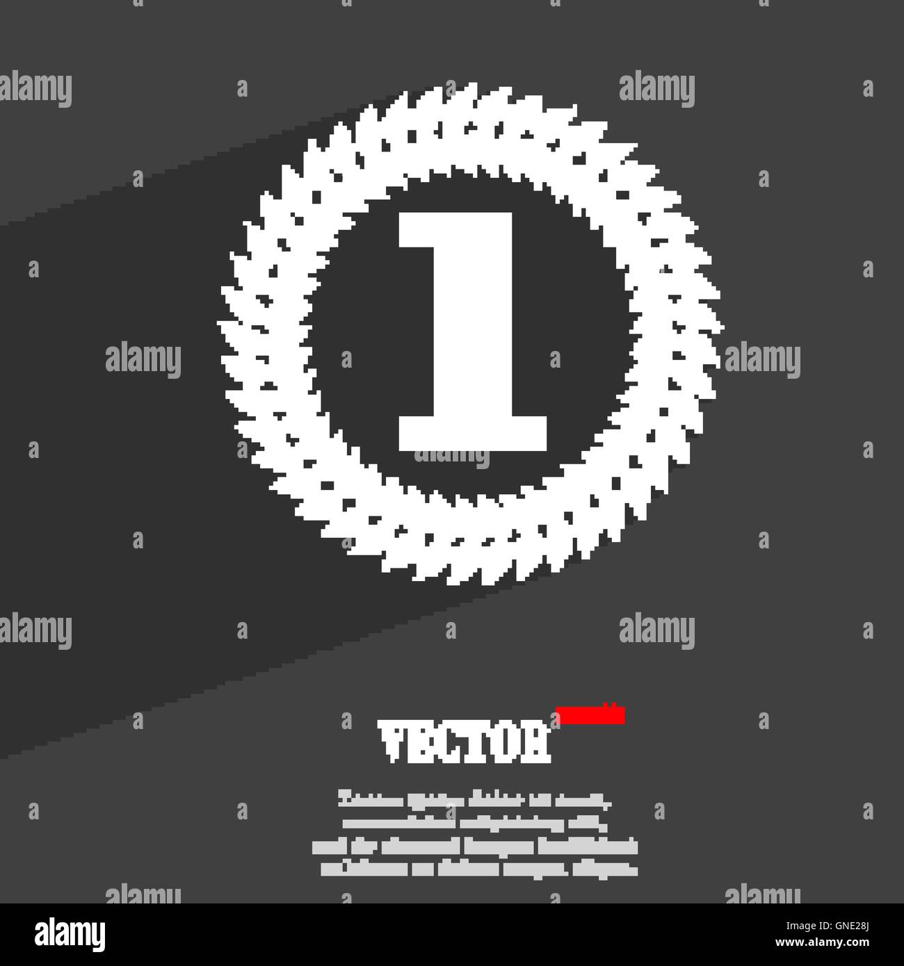 Medal, award, first symbol Flat modern web design with long shadow and ...