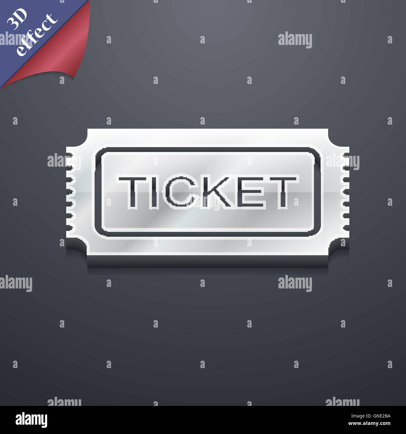 Ticket icon symbol. 3D style. Trendy, modern design with space for your ...