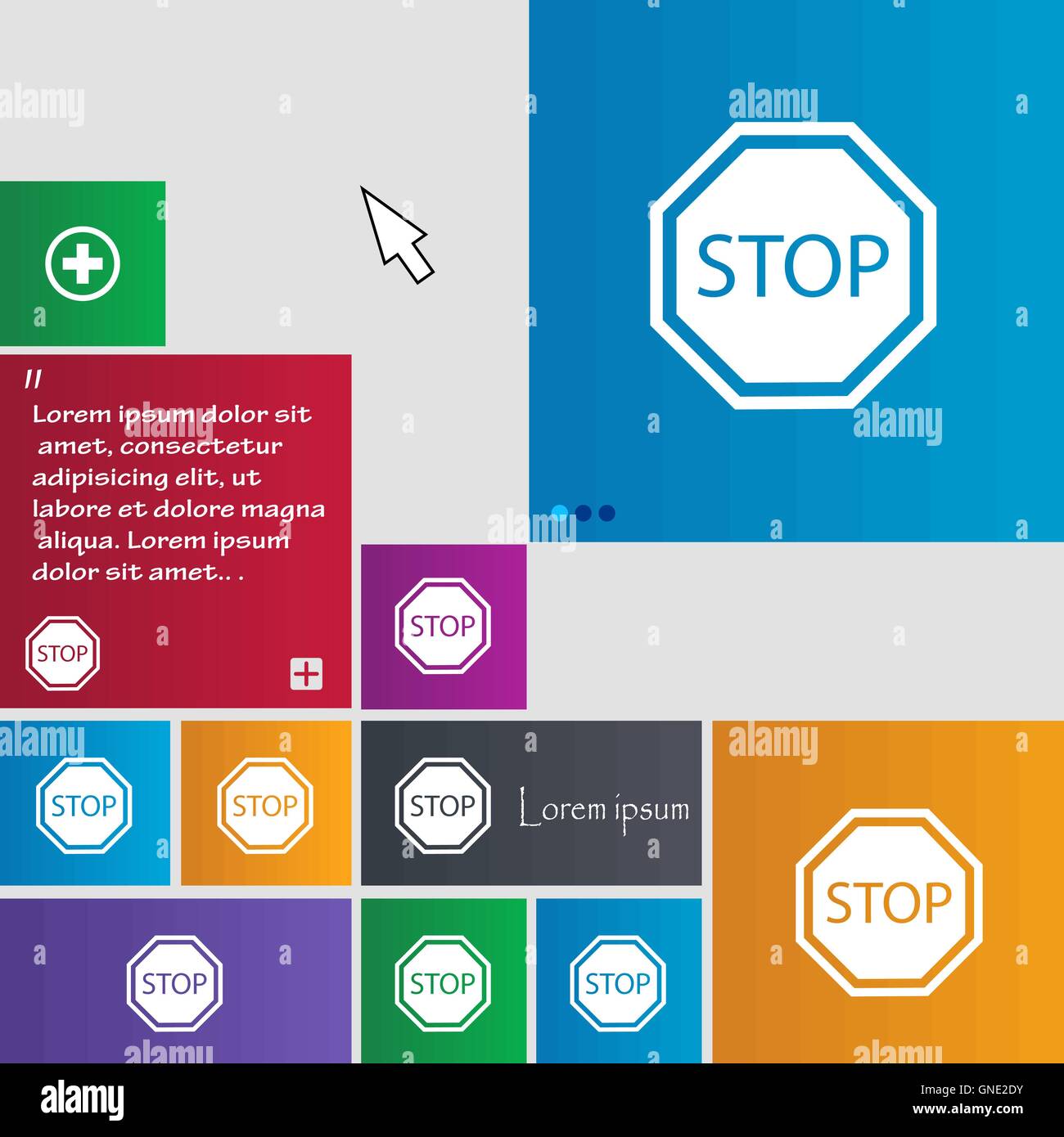 Stop icon sign. buttons. Modern interface website buttons with cursor pointer. Vector Stock ...