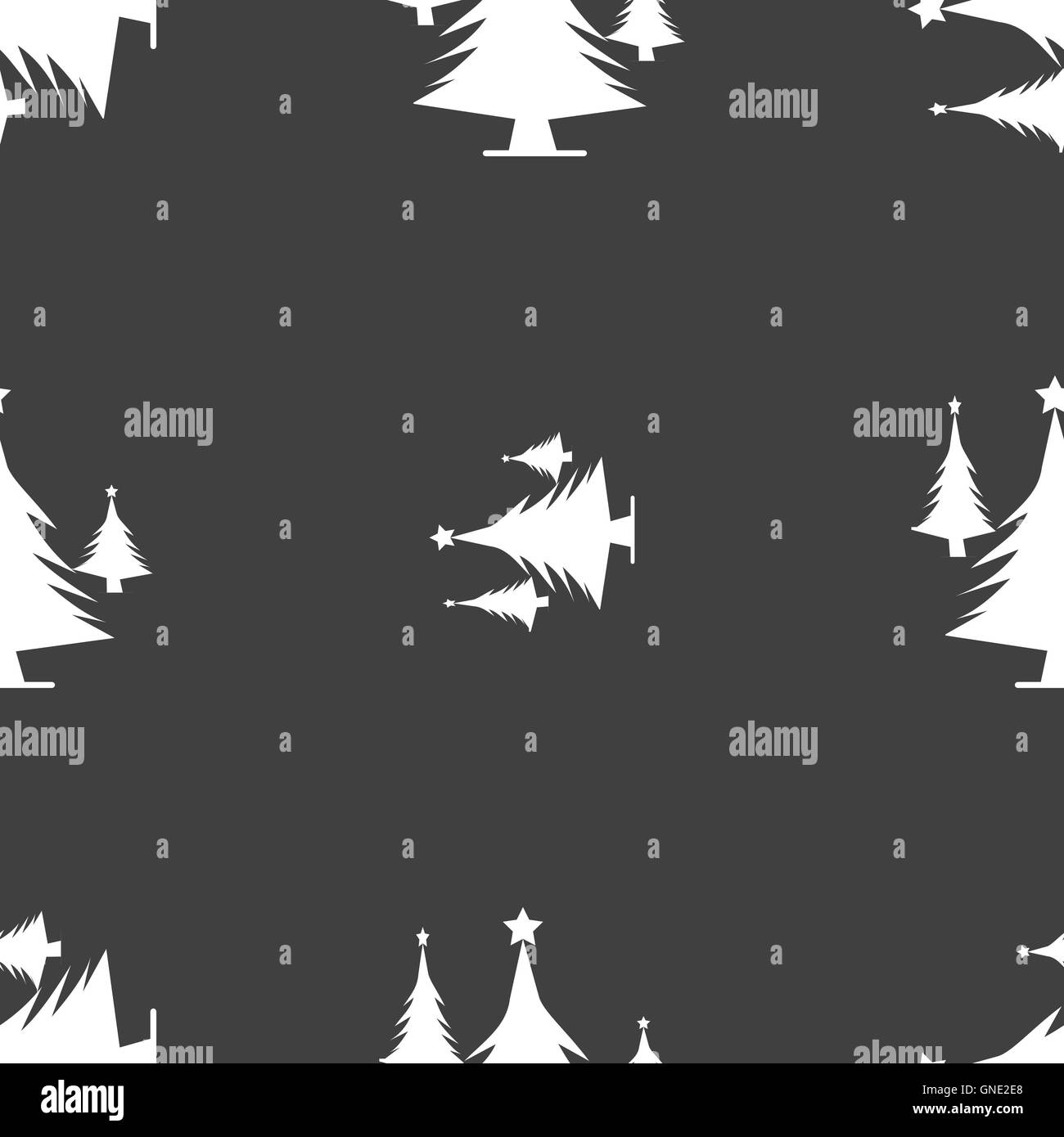 coniferous forest, tree, fir-tree icon sign. Seamless pattern on a gray ...