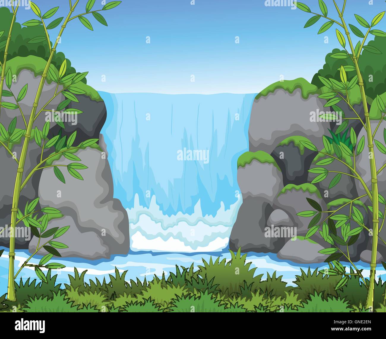 waterfall with landscape view background Stock Vector Image & Art - Alamy