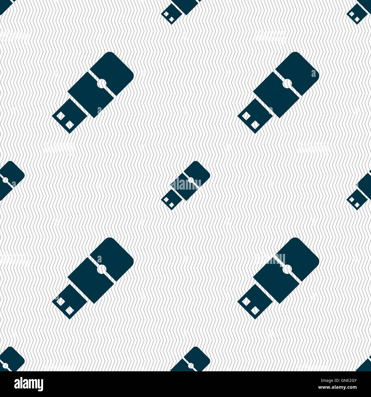 USB flash icon sign. Seamless pattern with geometric texture. Vector ...