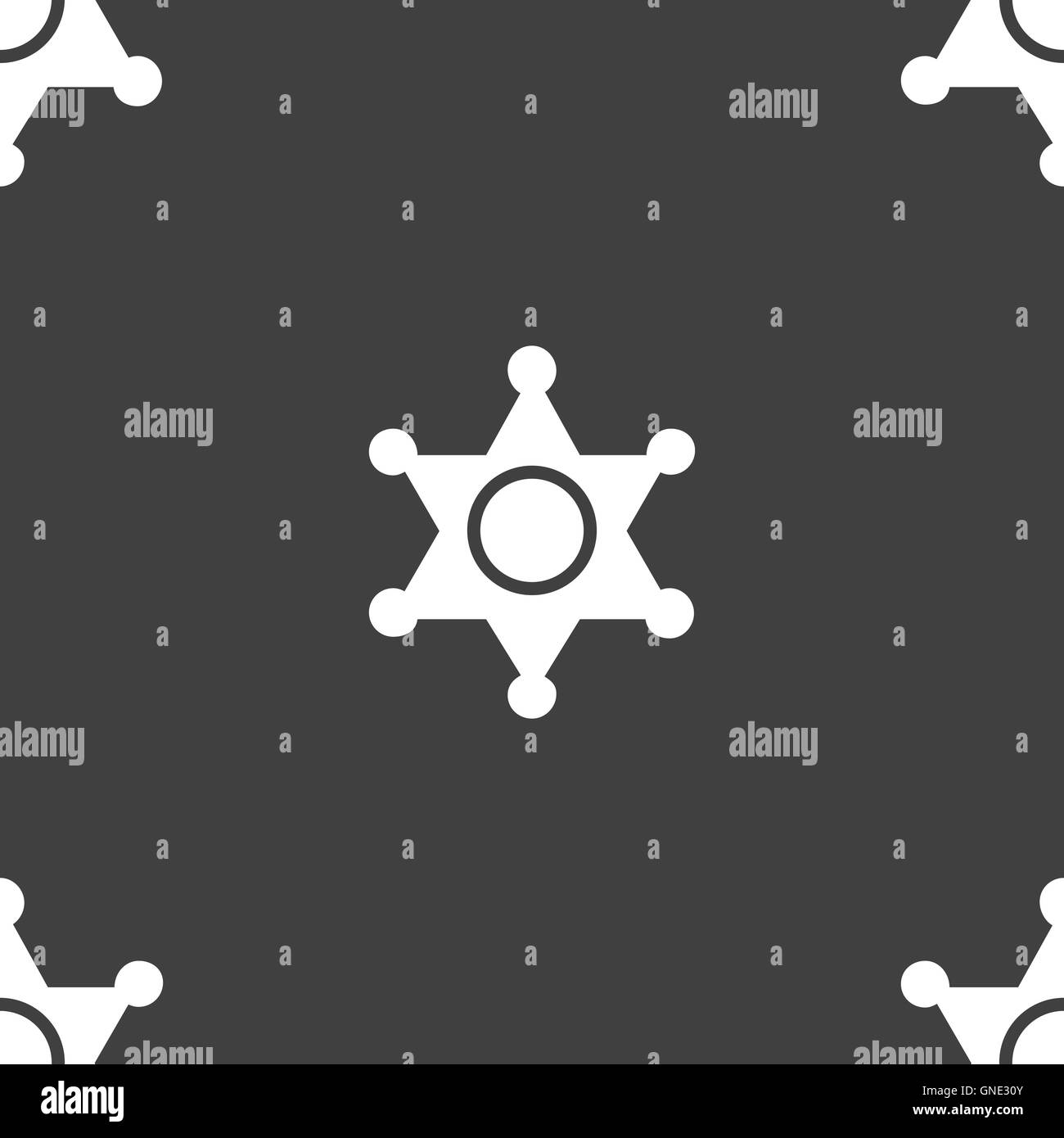 Sheriff, star icon sign. Seamless pattern on a gray background. Vector ...
