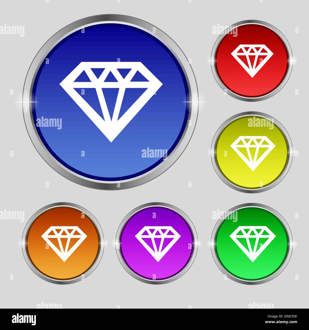 Diamond icon sign. Round symbol on bright colourful buttons. Vector ...