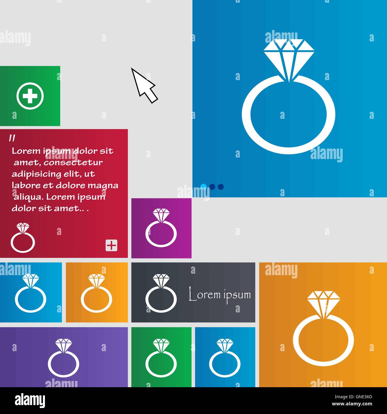 diamond ring icon sign. buttons. Modern interface website buttons with cursor pointer. Vector ...
