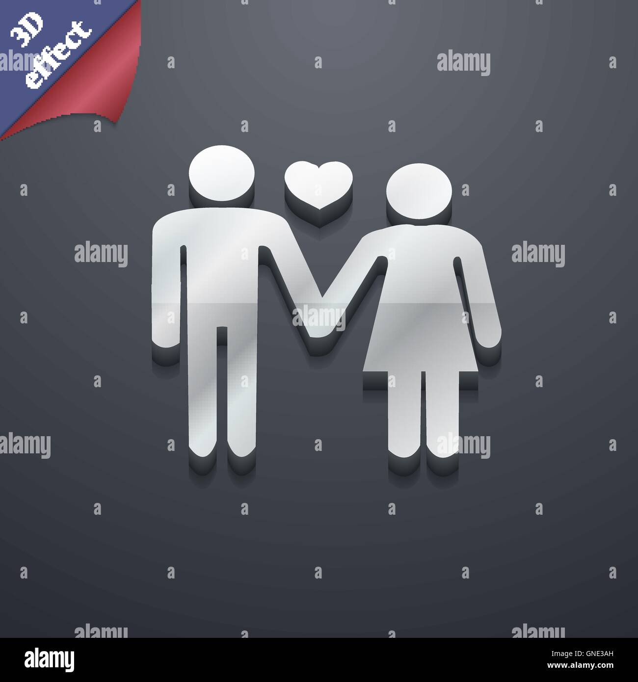couple in love icon symbol. 3D style. Trendy, modern design with space ...