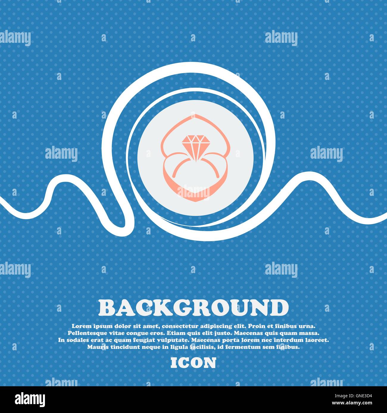 diamond ring sign. Blue and white abstract background flecked with ...