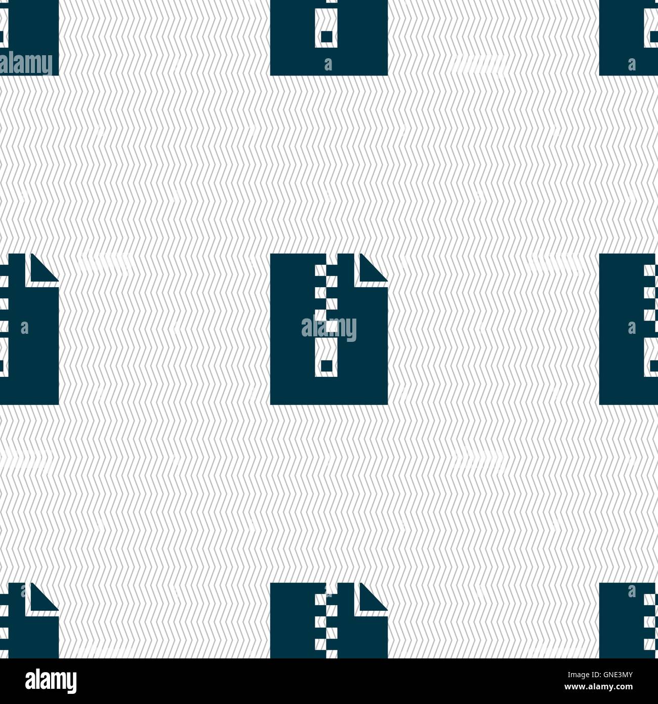 computer zip folder, archive icon sign. Seamless pattern with geometric texture. Vector Stock ...