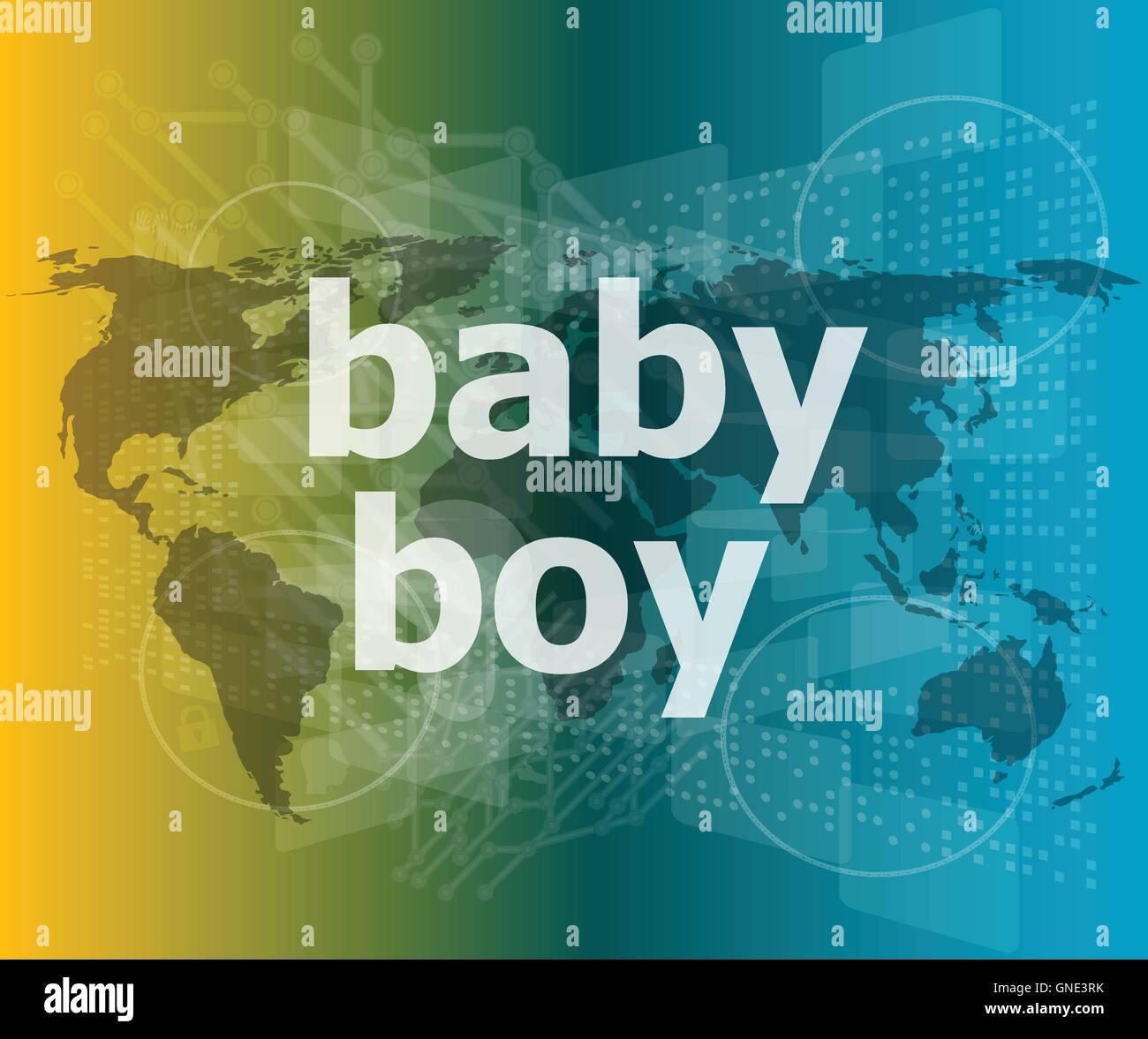 baby boy word on a virtual digital background vector illustration Stock ...