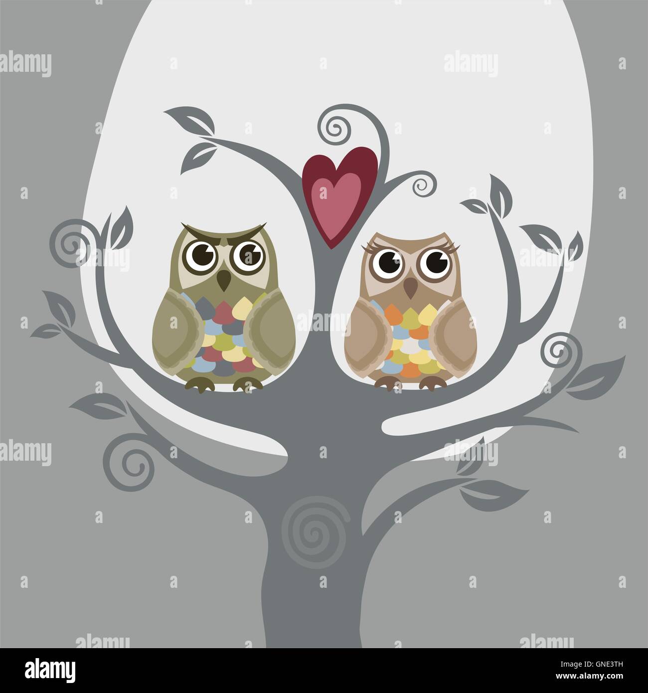 Owl love greeting card Stock Vector Images - Alamy