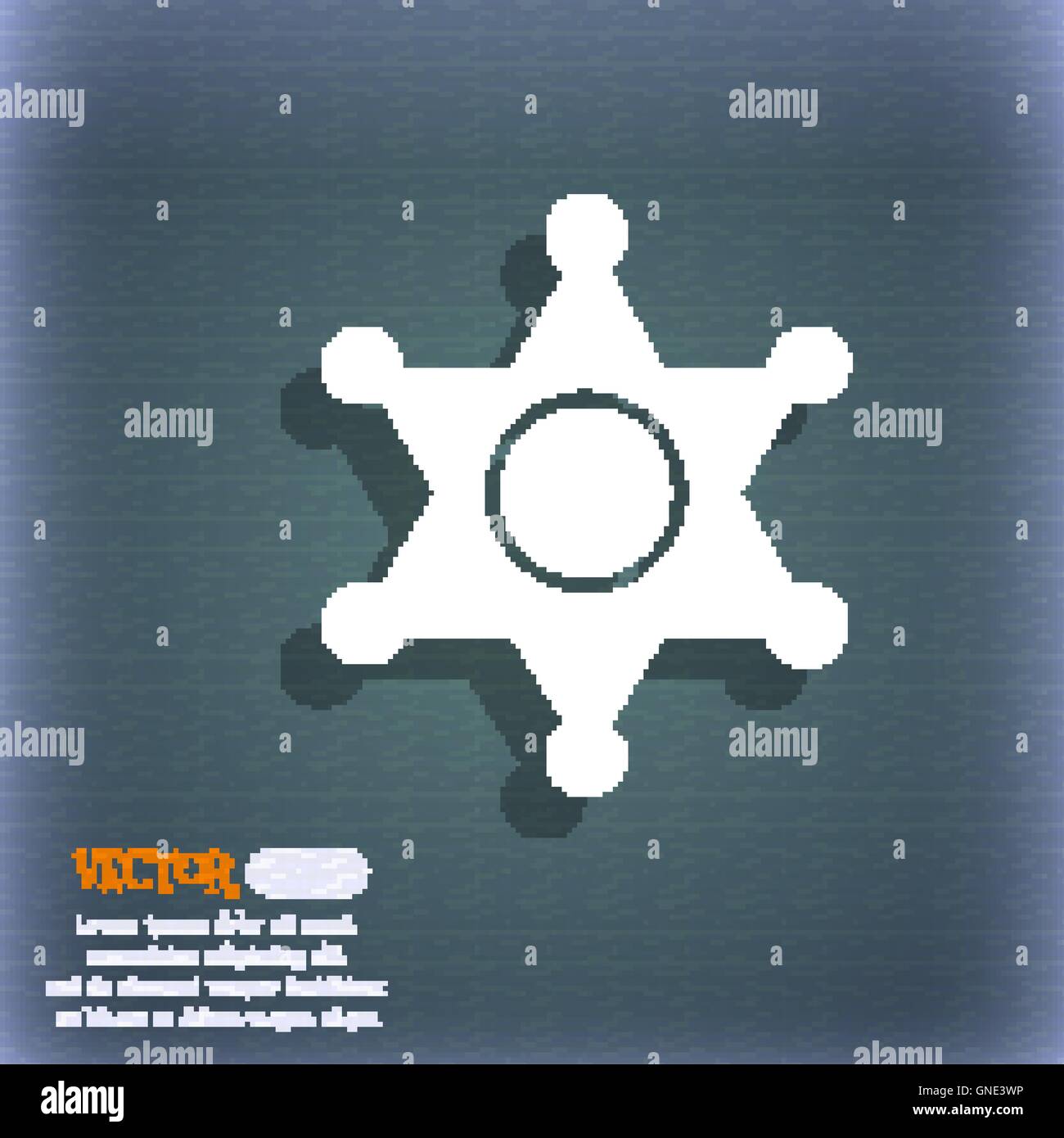 Sheriff, star icon. On the blue-green abstract background with shadow ...