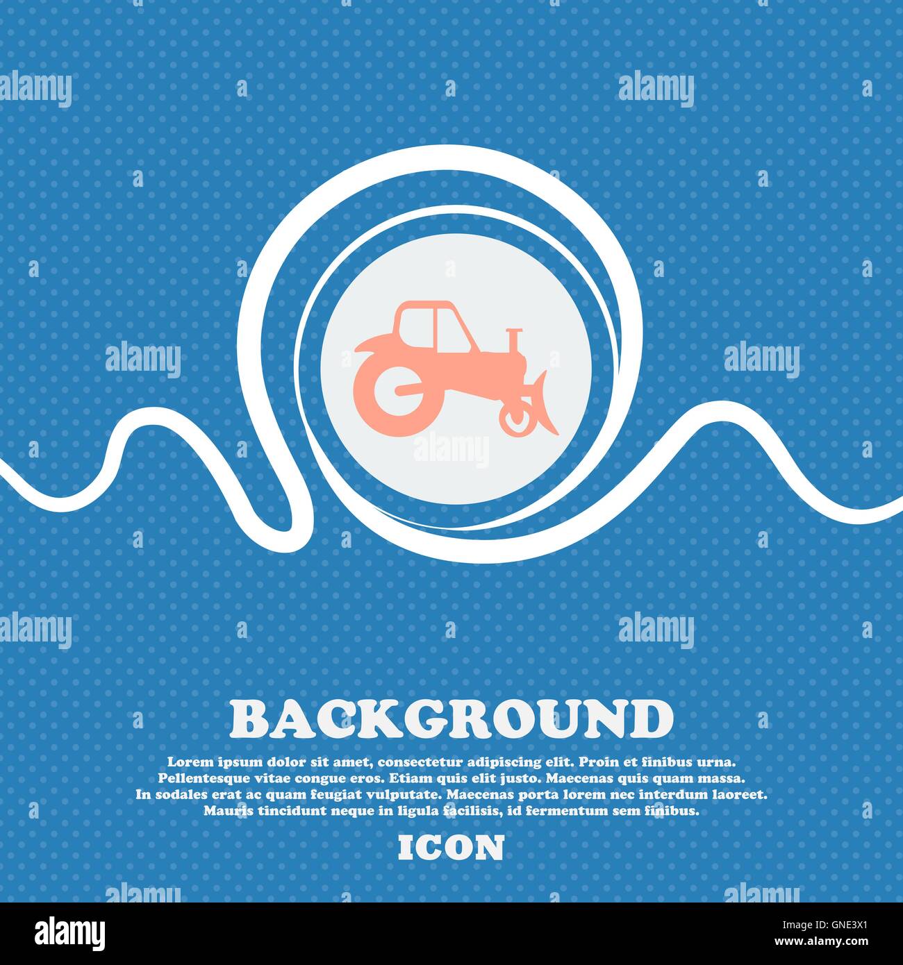 Tractor sign. Blue and white abstract background flecked with space for ...