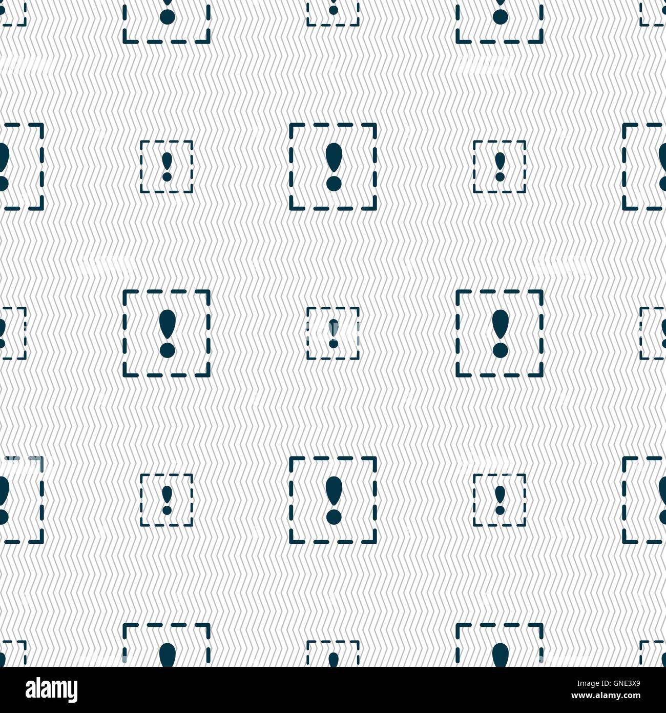 The exclamation point in a square icon sign. Seamless pattern with ...