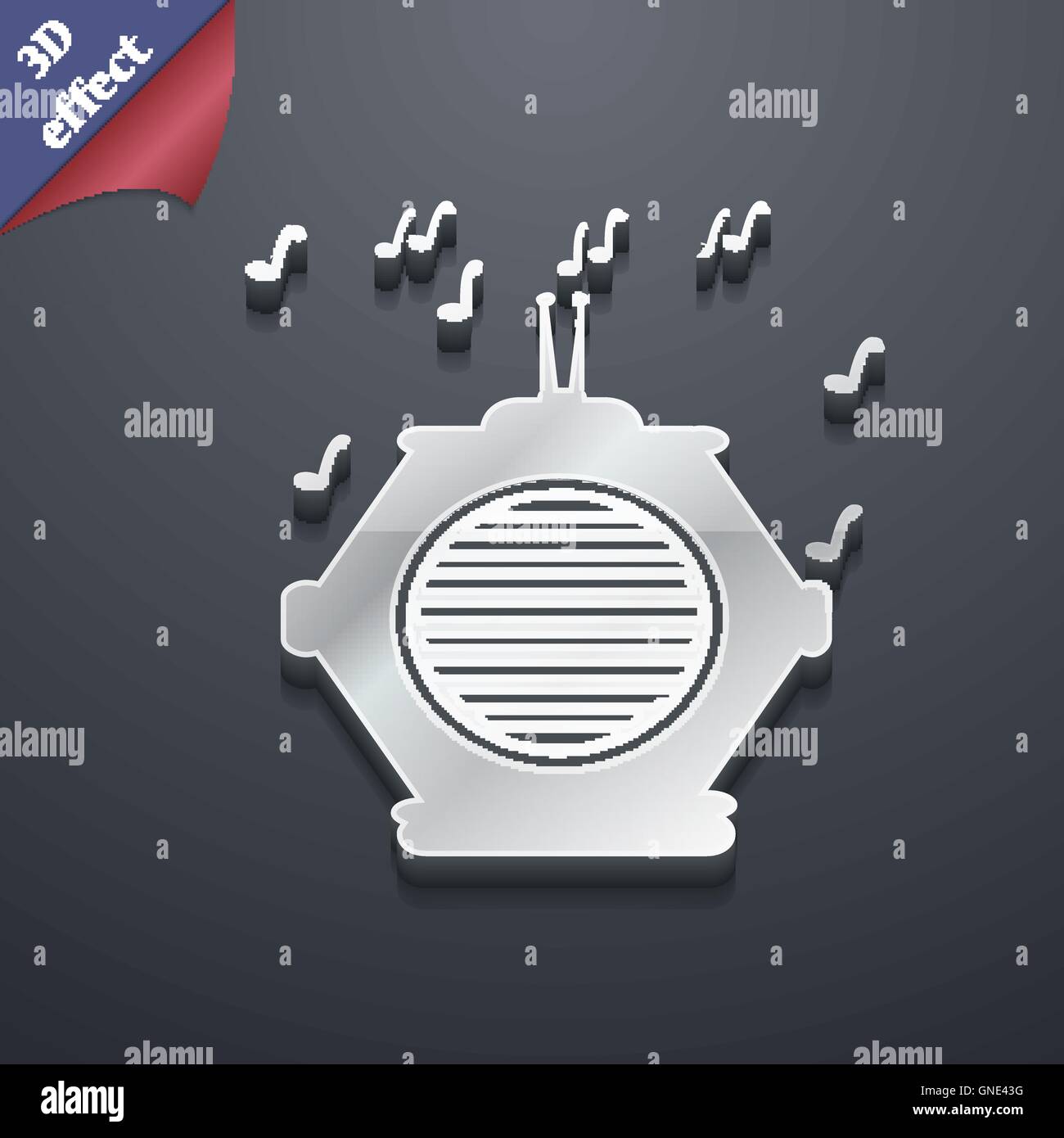 old analog radio icon symbol. 3D style. Trendy, modern design with ...