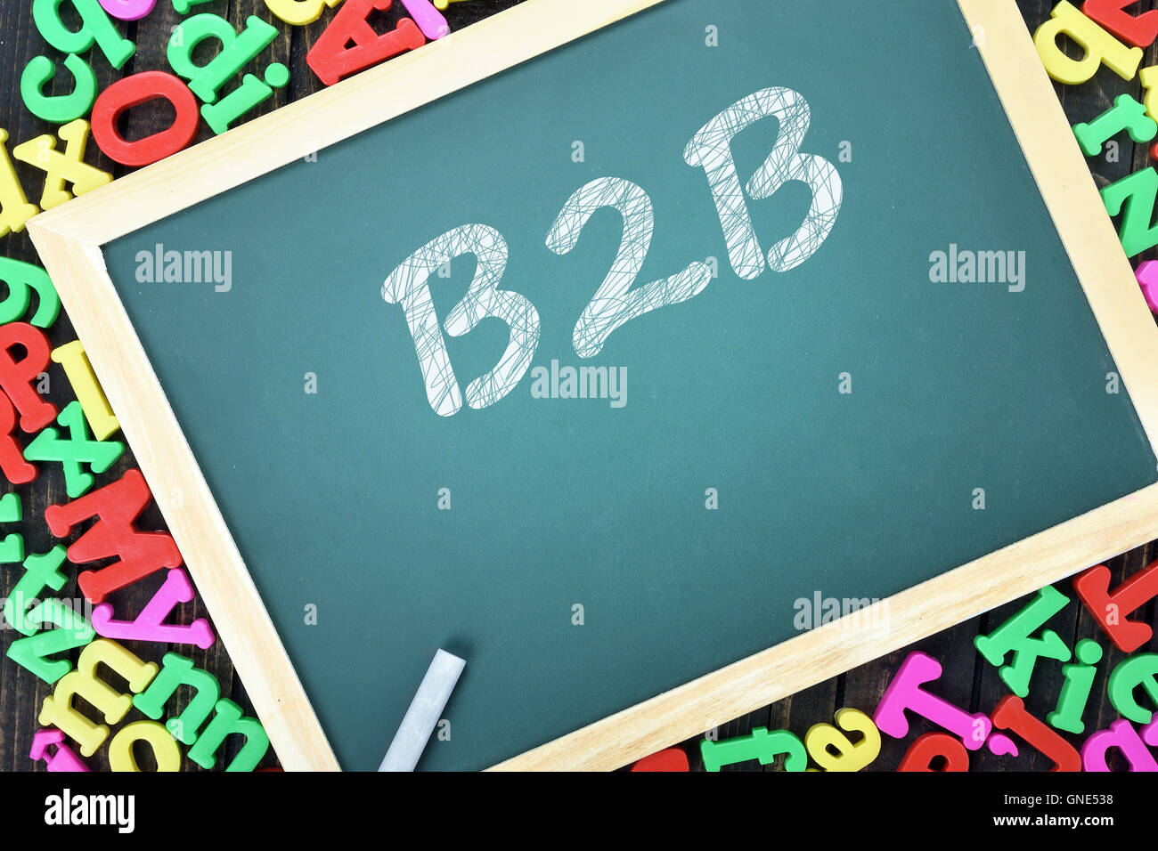 B2B text on school board and magnetic letters Stock Photo - Alamy
