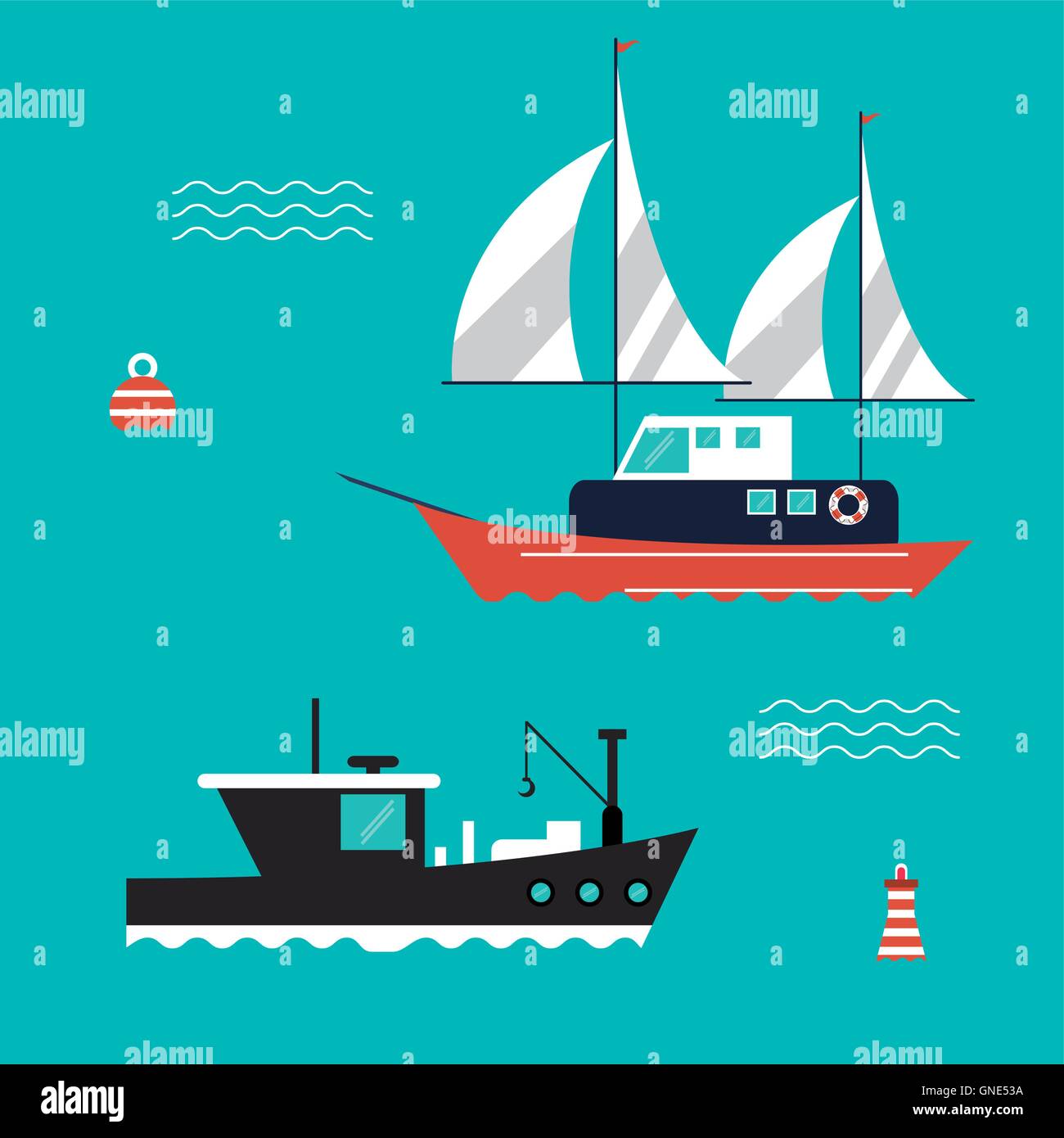 boat ship sea design Stock Vector Image & Art - Alamy