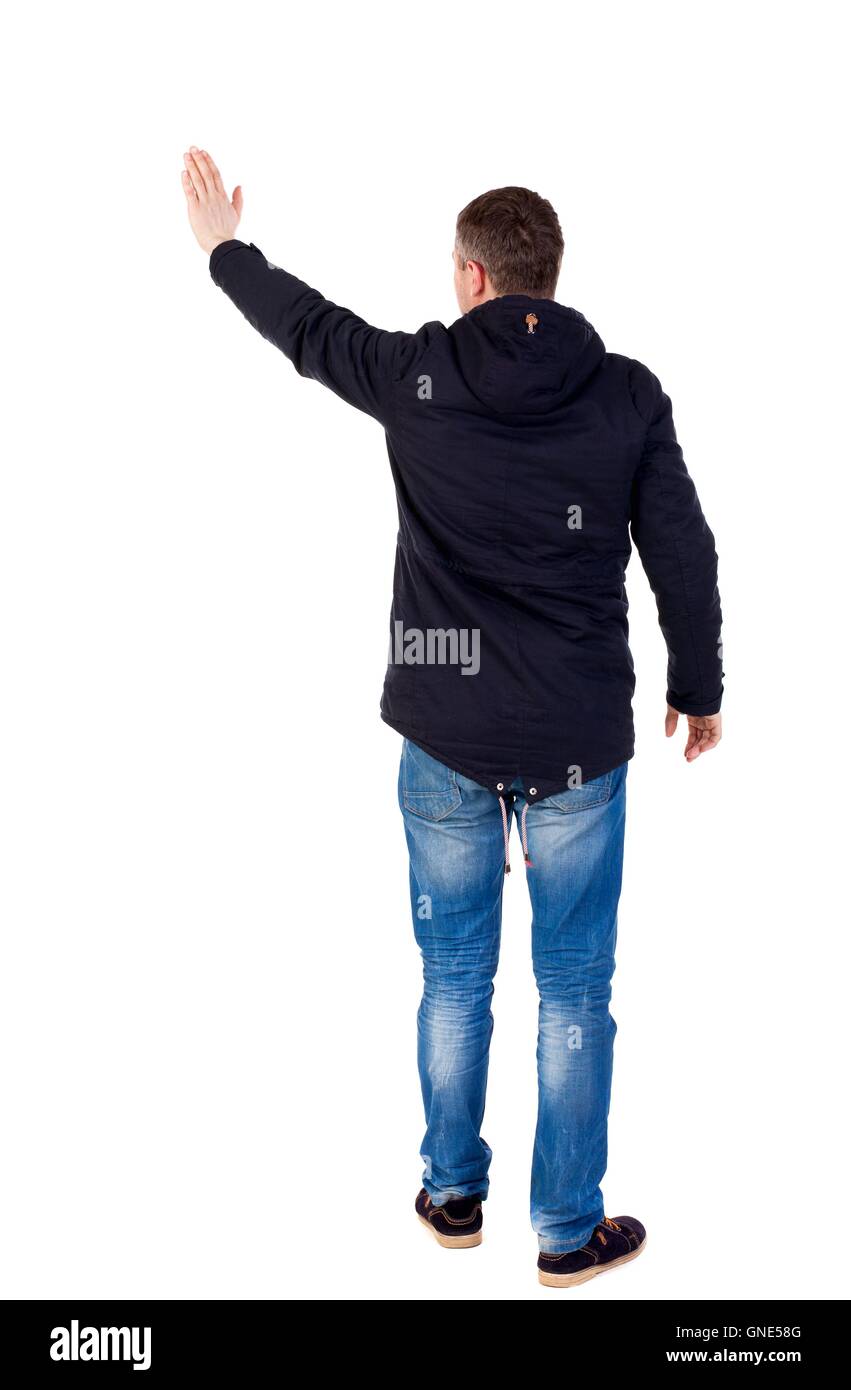Back view of beautiful man welcomes Stock Photo - Alamy