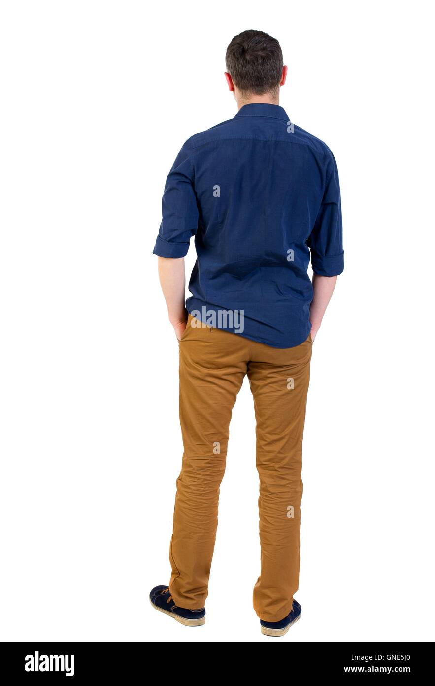 Back view of man . Standing young guy Stock Photo - Alamy