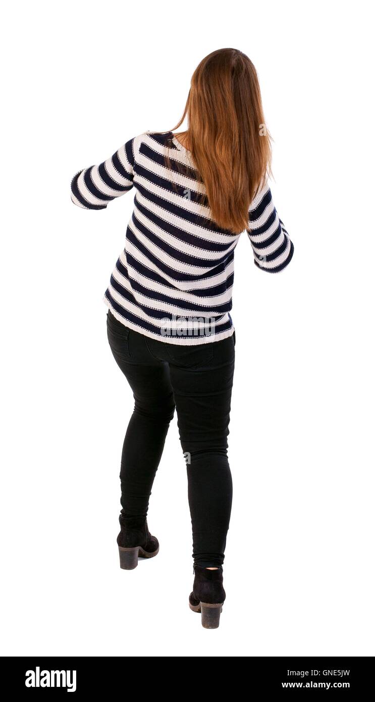 back view of standing young beautiful woman Stock Photo - Alamy