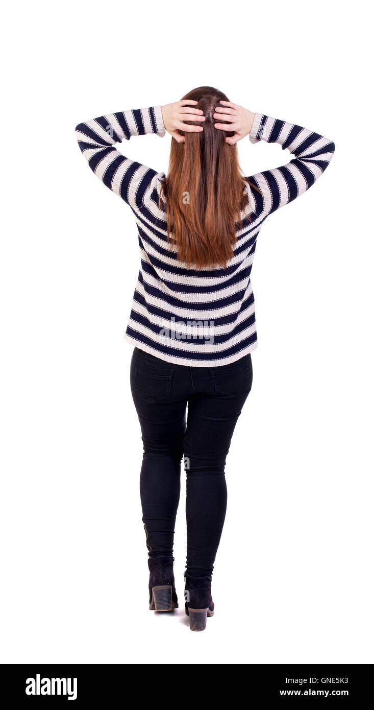 back view of standing young beautiful woman Stock Photo - Alamy