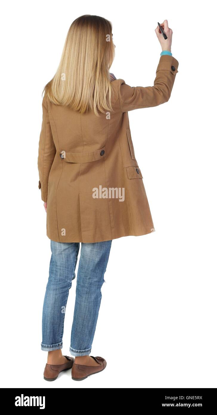 back view of writing beautiful woman Stock Photo - Alamy
