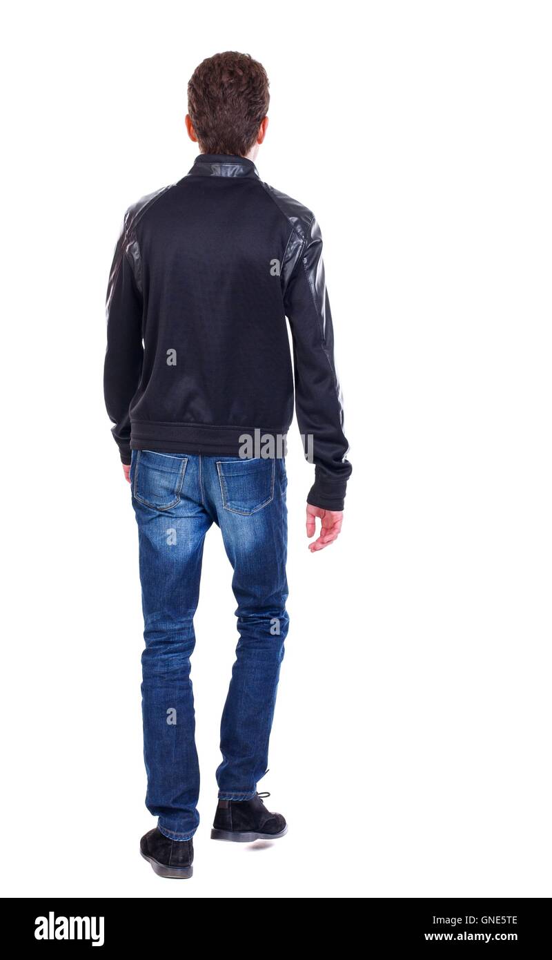 Back view of going handsome man Stock Photo - Alamy