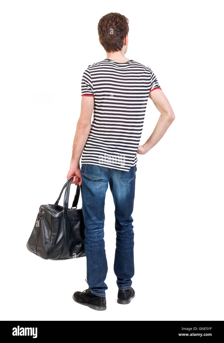Back view of man with a bag Stock Photo - Alamy