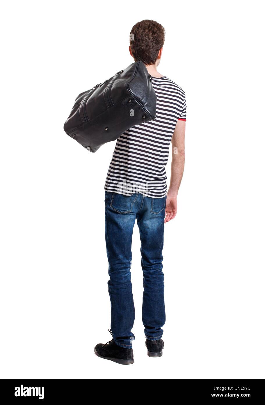 Back view of man with bag Stock Photo - Alamy