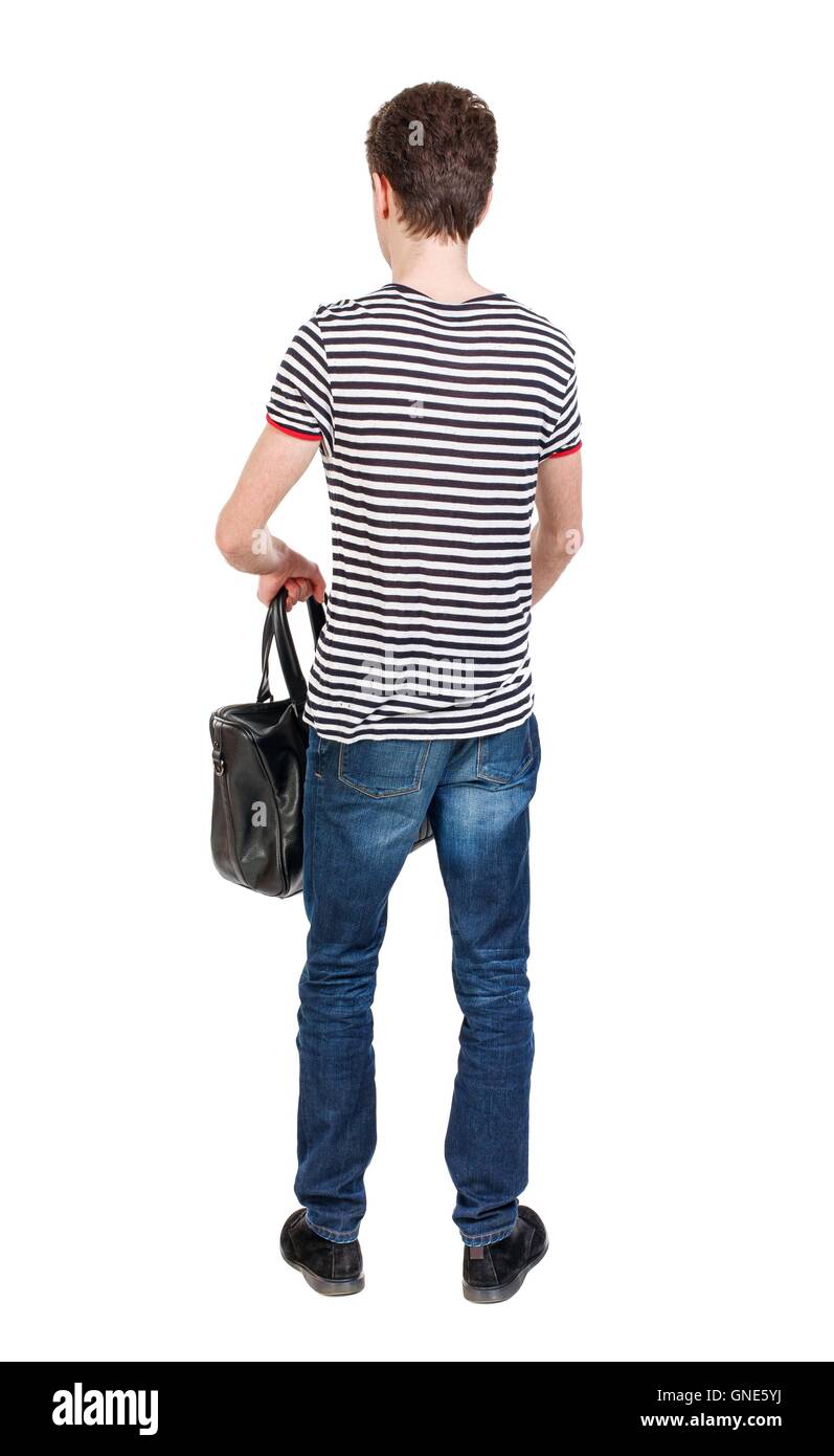 Back view of man with bag Stock Photo - Alamy