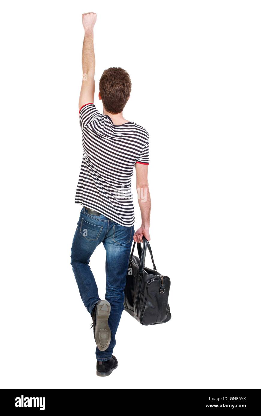 Back view of man with bag Stock Photo - Alamy