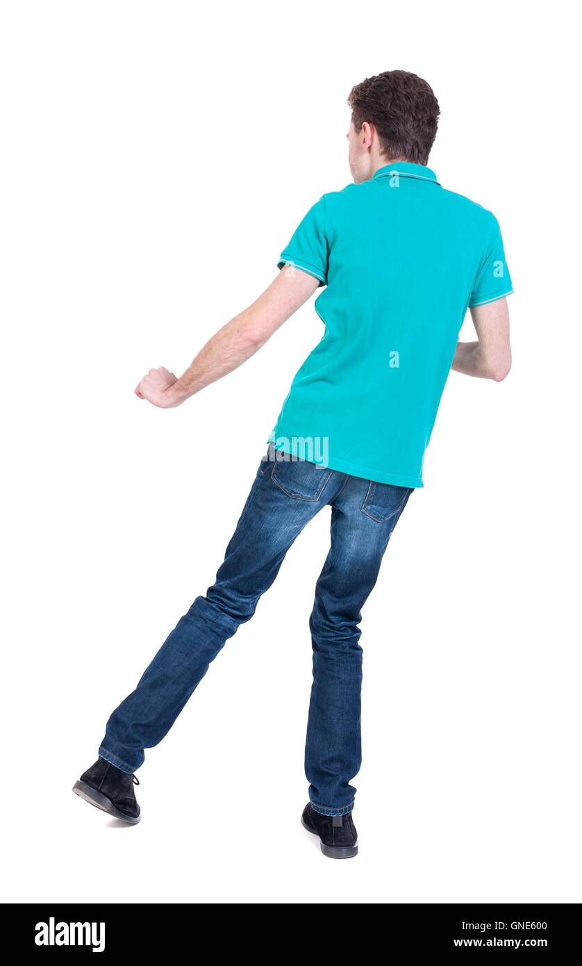 back view of dancing young man Stock Photo - Alamy