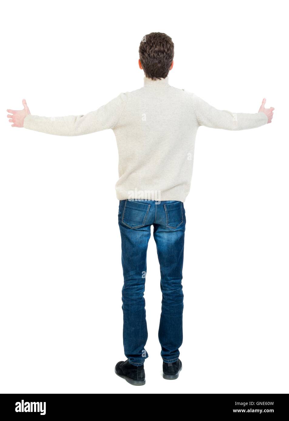 A man in a jacket raised his hands in prayer Stock Photo - Alamy
