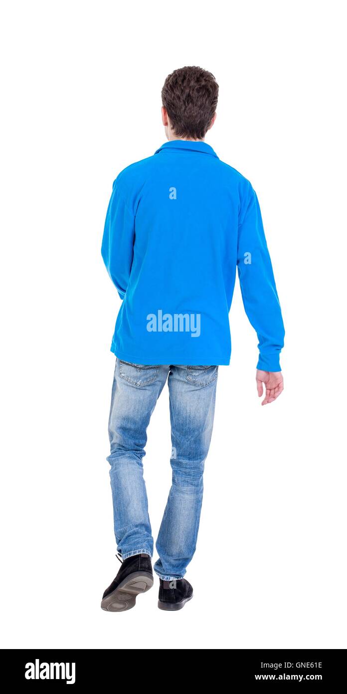 Back view of going handsome man. walking young guy Stock Photo - Alamy