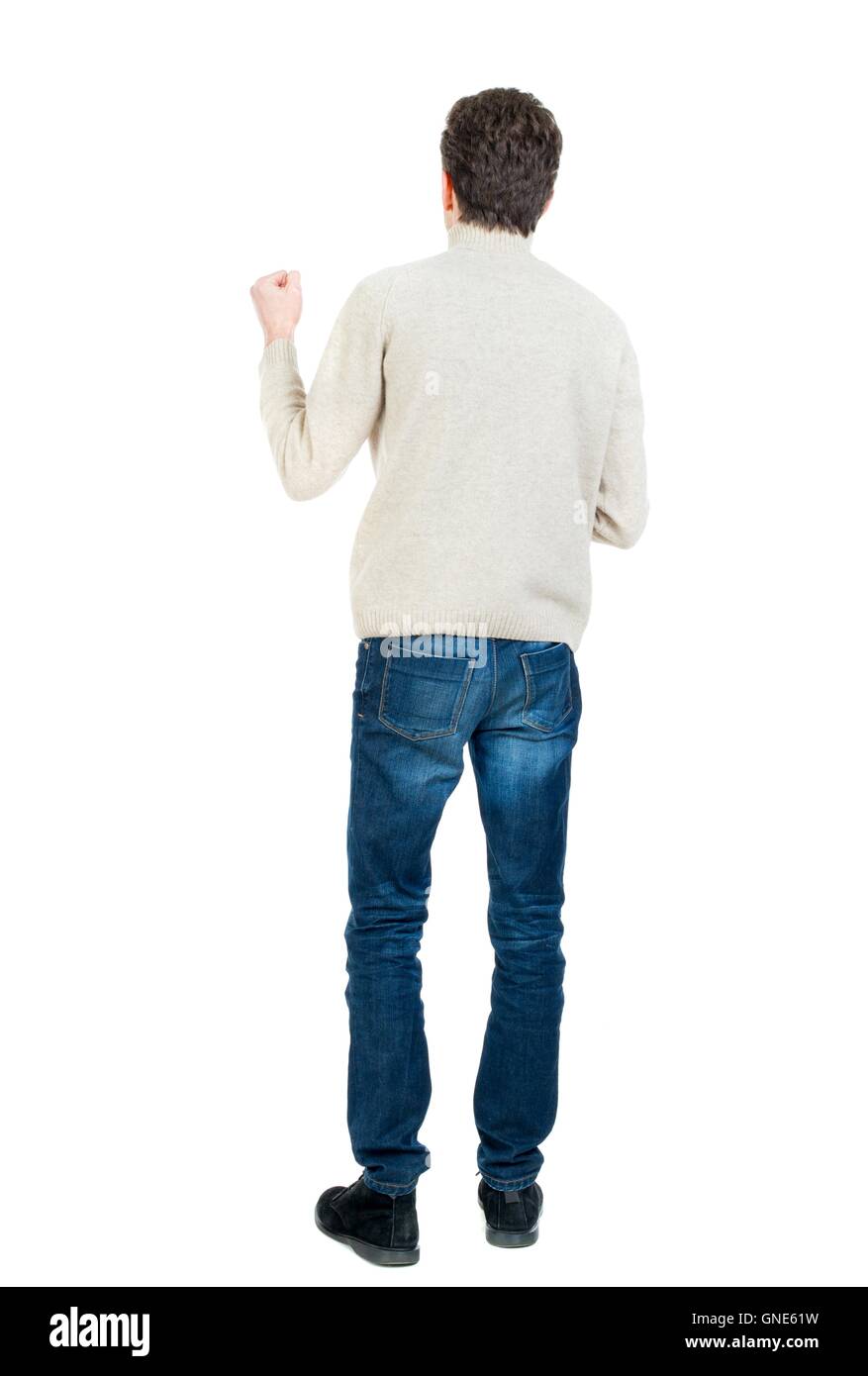 Back view of man . Standing young guy Stock Photo - Alamy