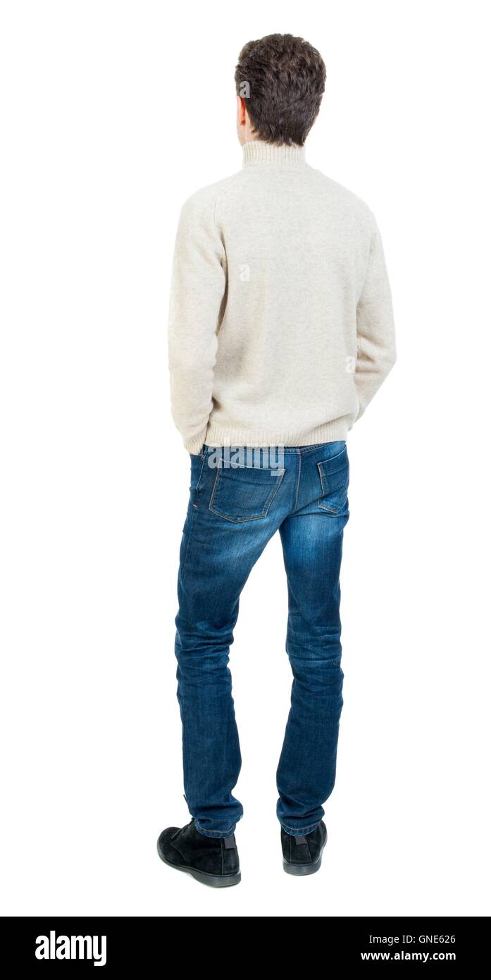 Back view of man . Standing young guy Stock Photo - Alamy