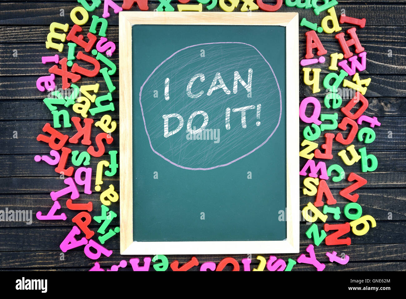 I can do it text on school board and magnetic letters Stock Photo - Alamy