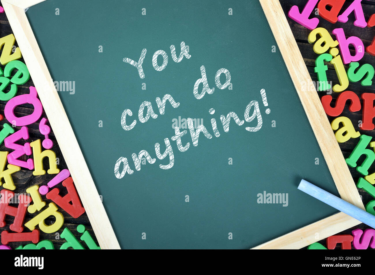 You can do anything text on school board and magnetic letters Stock ...
