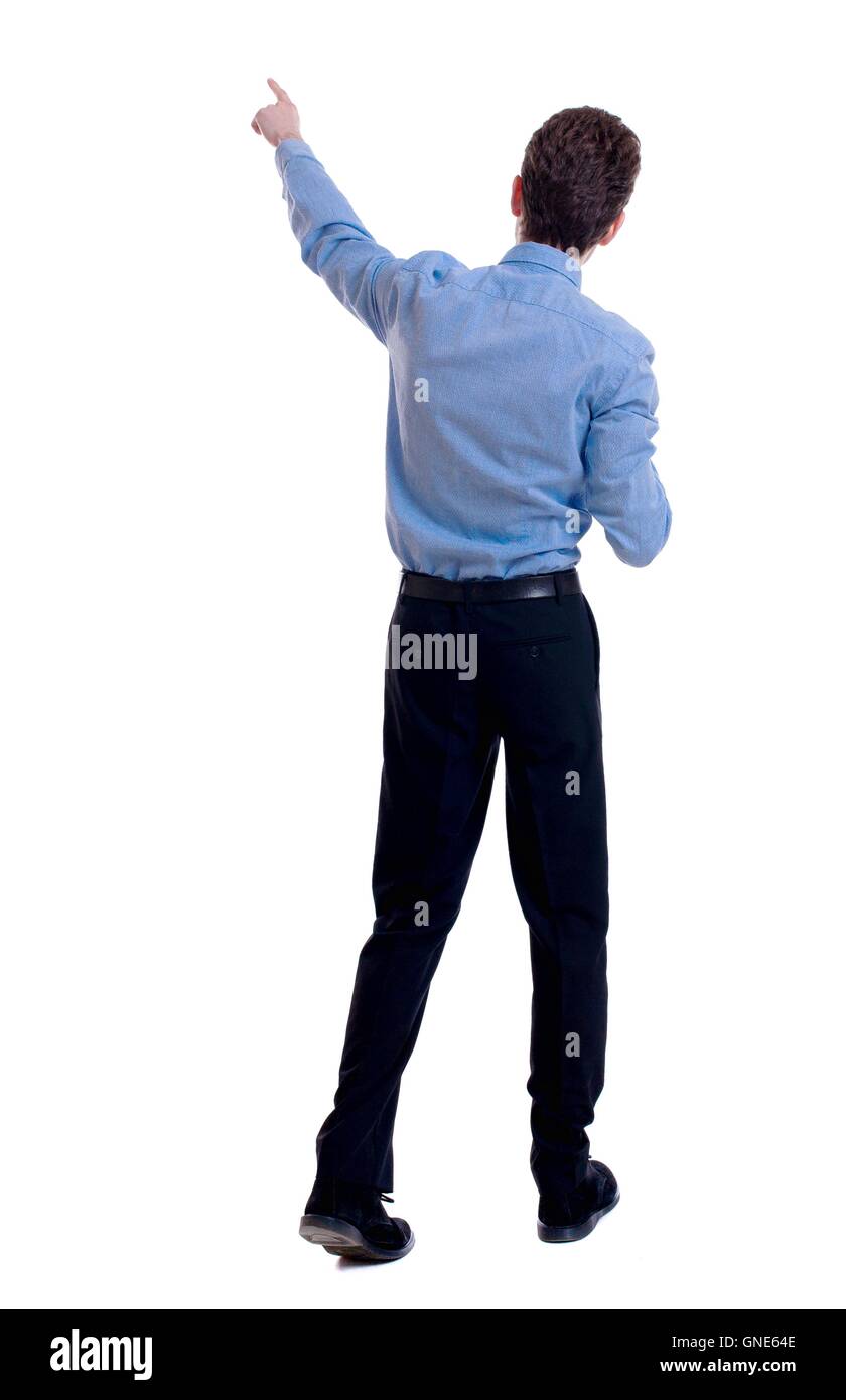 Back view of pointing business man Stock Photo - Alamy