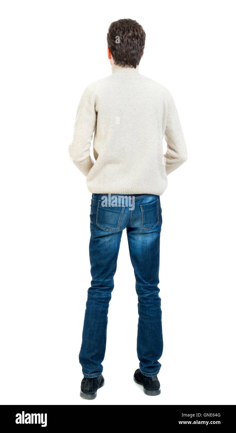 Back view of man . Standing young guy Stock Photo - Alamy