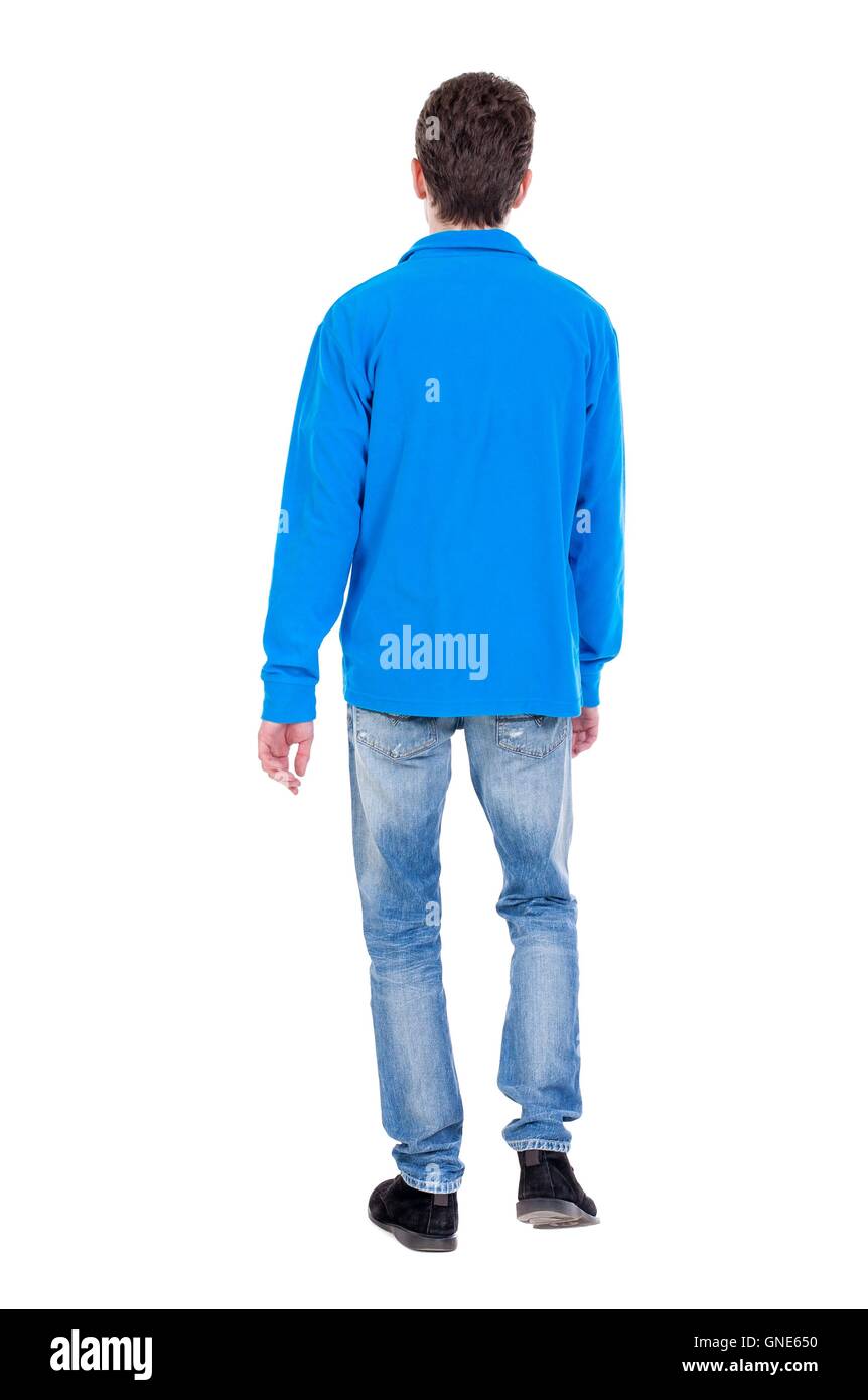 Back view of going handsome man. walking young guy Stock Photo - Alamy