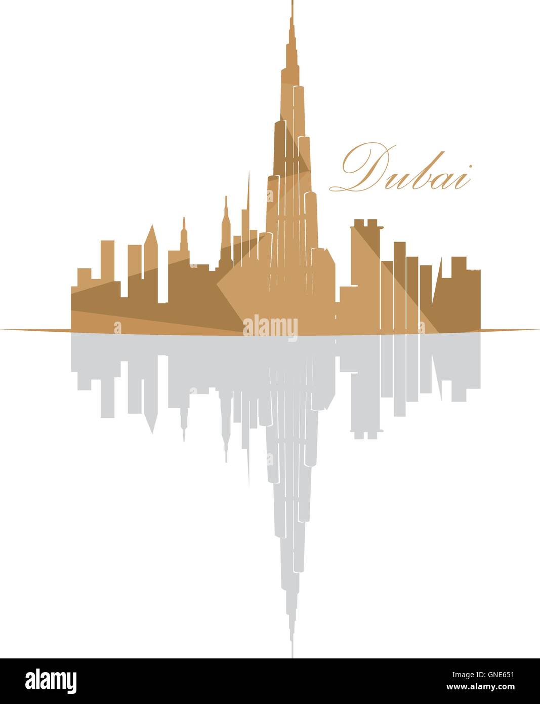 Isolated Dubai skyline on a white background, Vector illustration Stock ...