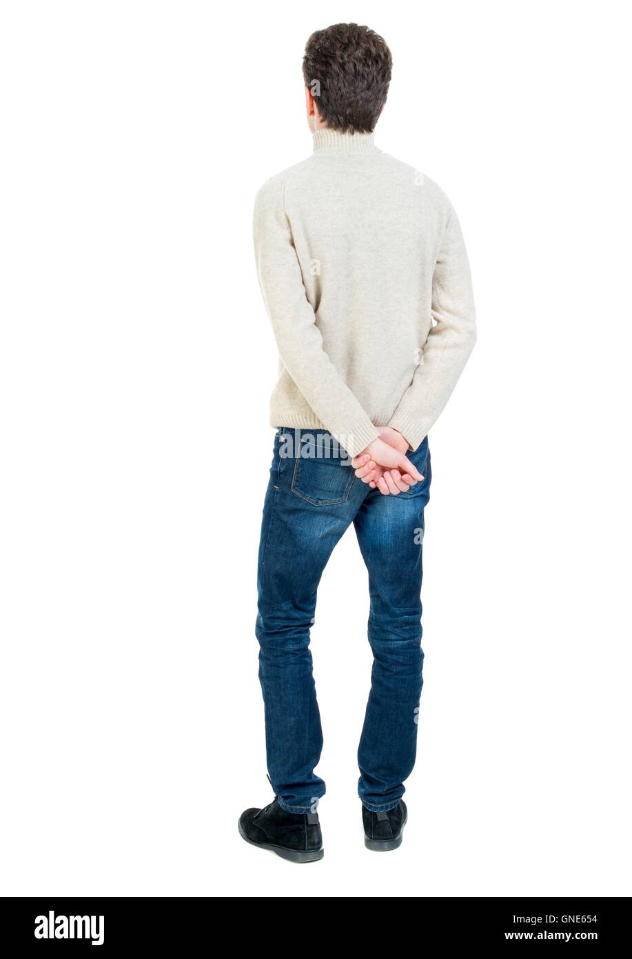 Back view of man . Standing young guy Stock Photo - Alamy