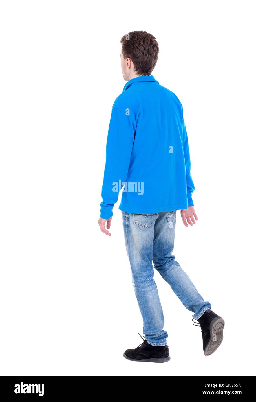 Back view of going handsome man. walking young guy Stock Photo - Alamy