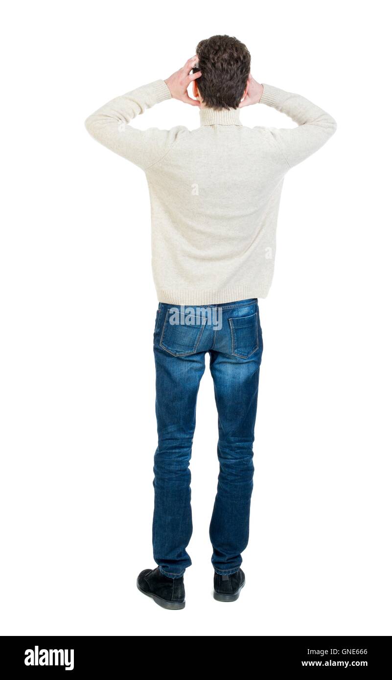 Back view of man . Standing young guy Stock Photo - Alamy