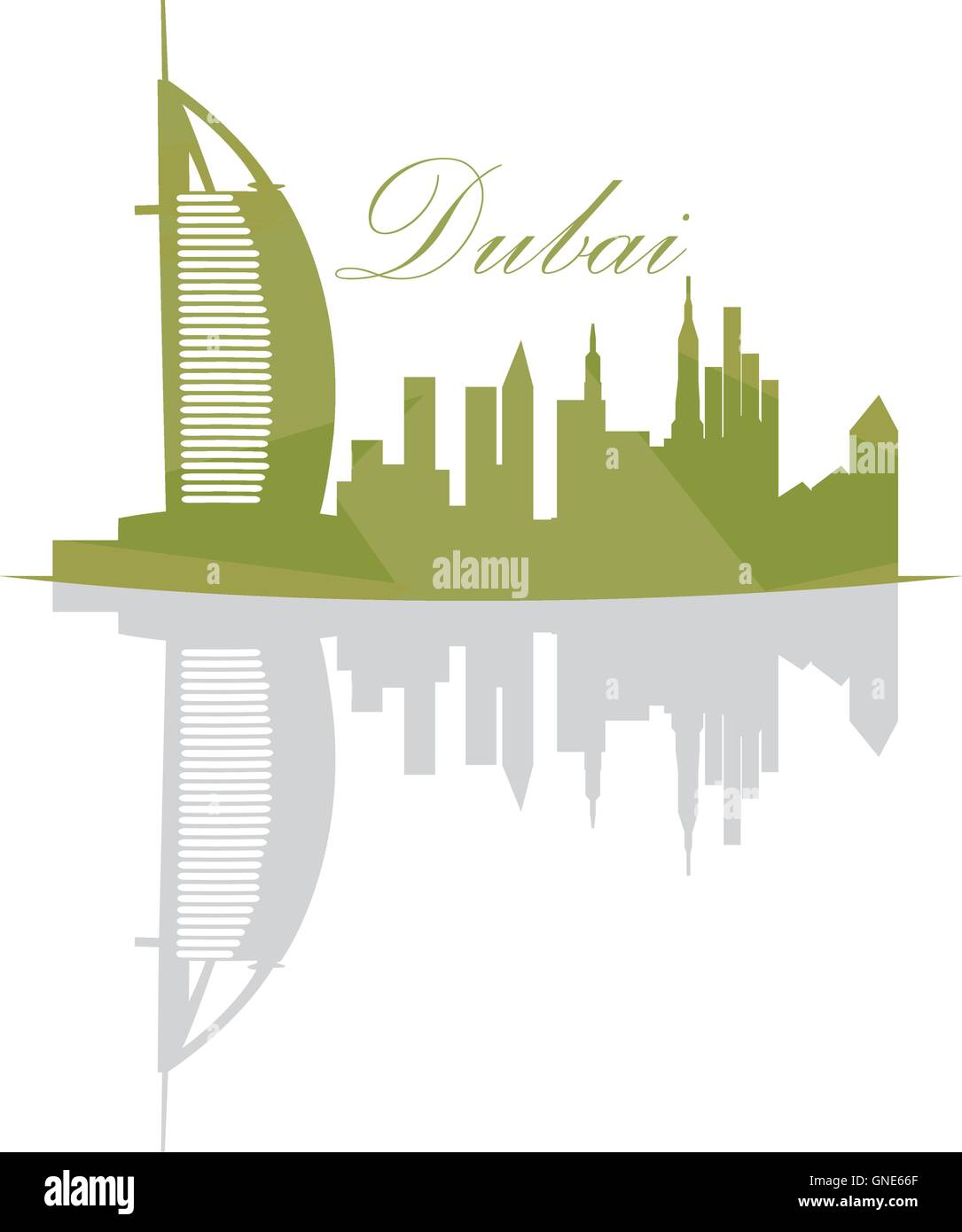 Isolated Dubai skyline on a white background, Vector illustration Stock ...
