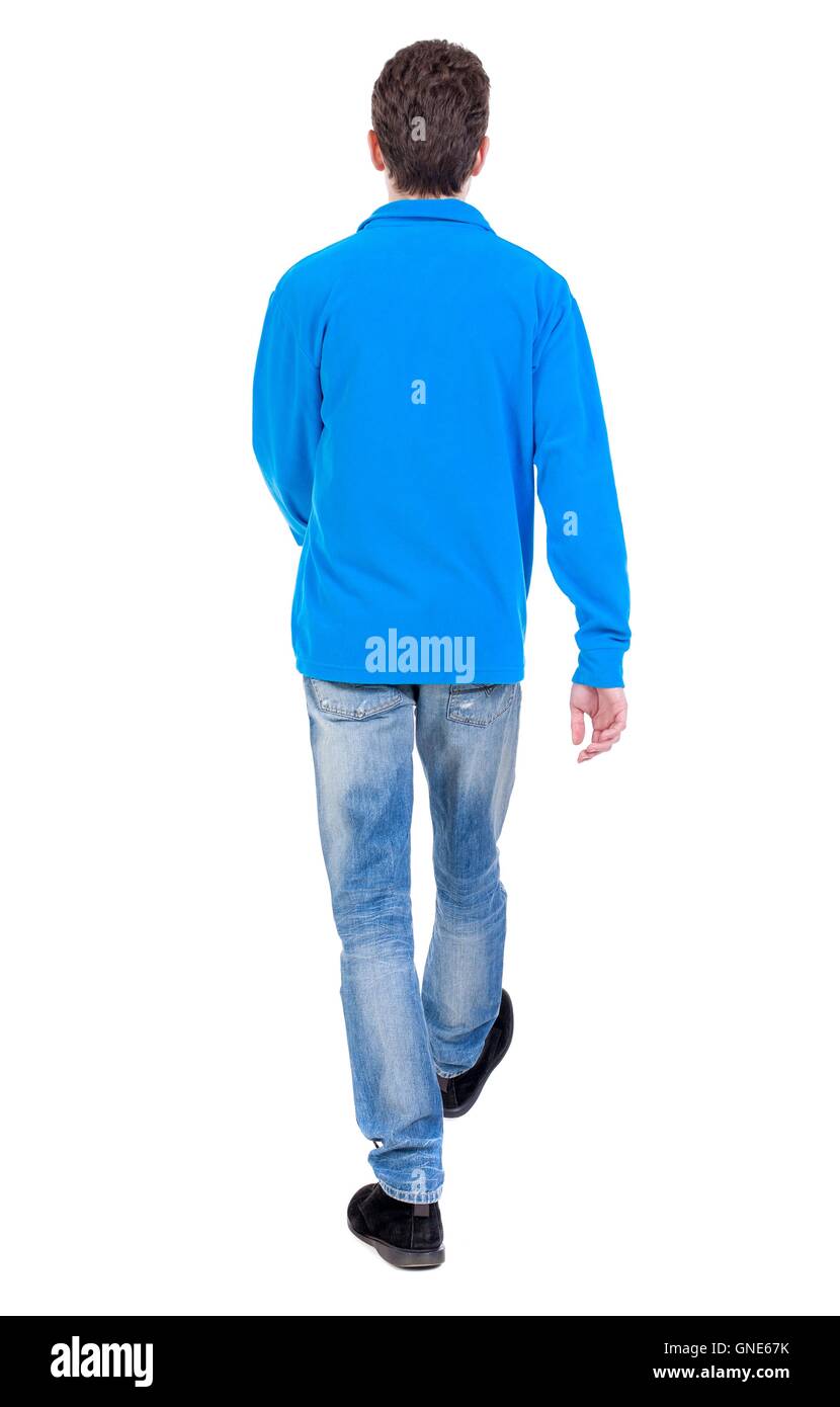 Back view of going handsome man. walking young guy Stock Photo - Alamy