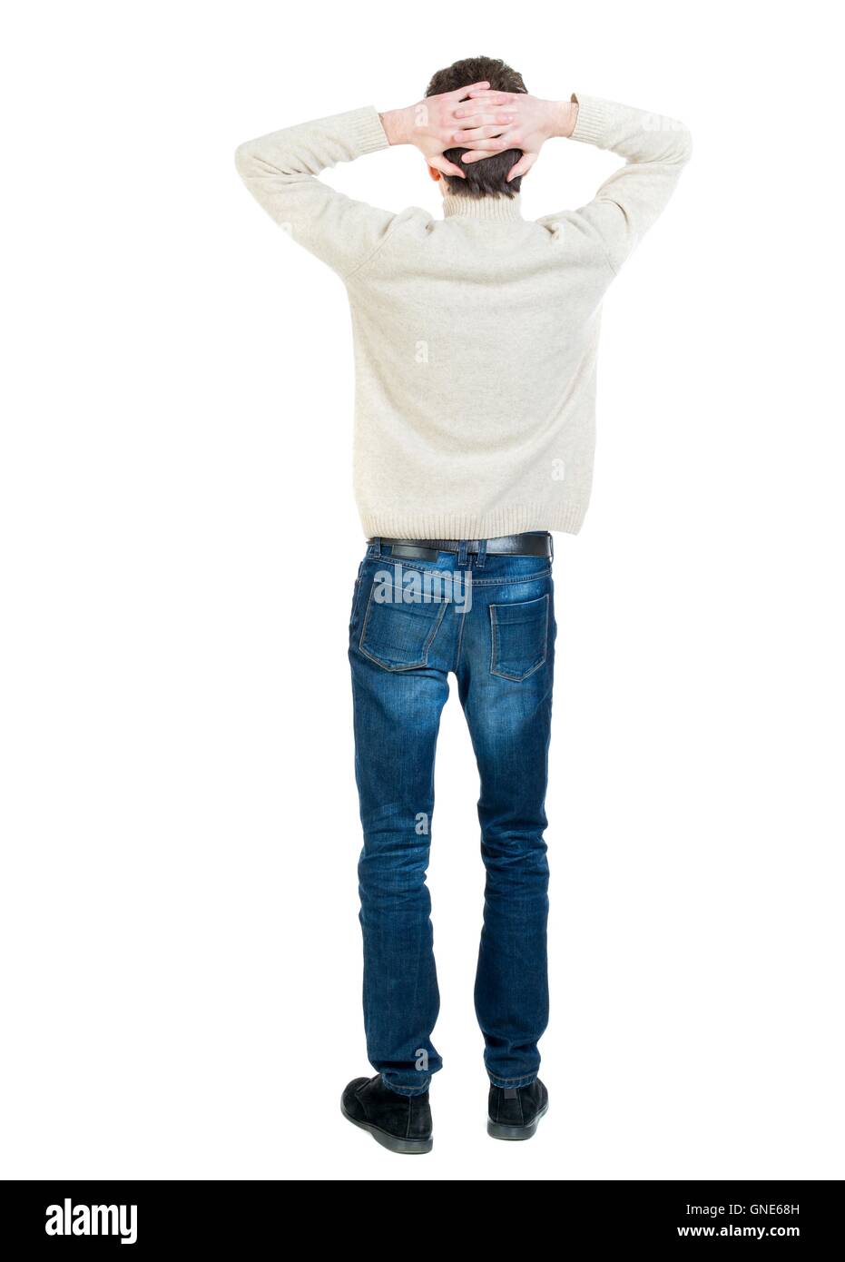 Back view of man . Standing young guy Stock Photo - Alamy