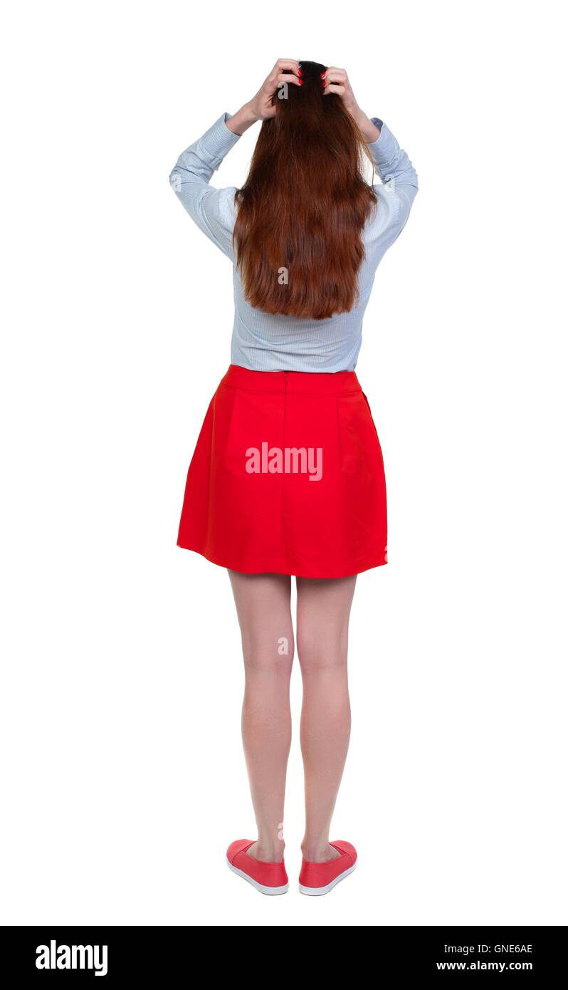 back view of standing young beautiful woman Stock Photo - Alamy