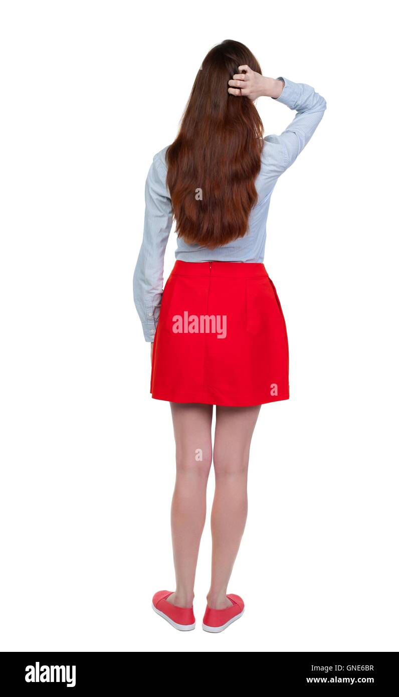 back view of standing young beautiful woman Stock Photo - Alamy