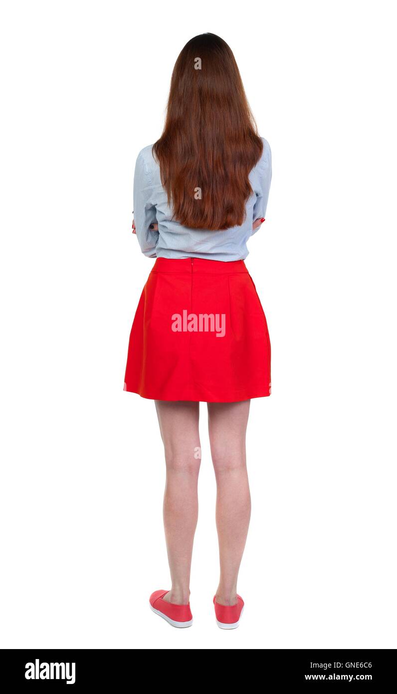 back view of standing young beautiful woman Stock Photo - Alamy